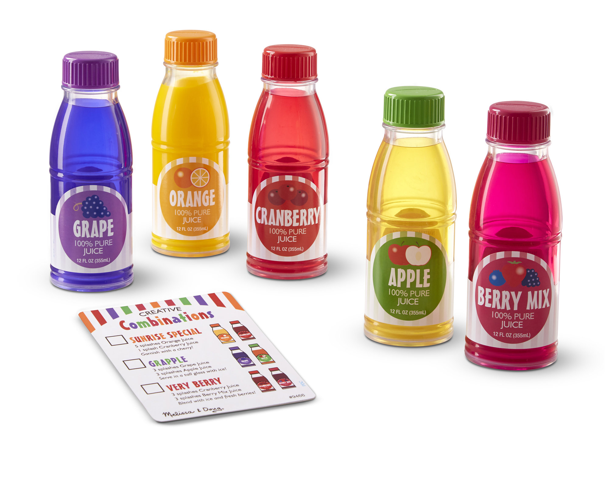 Melissa & Doug 6 Piece Tip and Sip Toy Juice Bottles Play Food Set ...