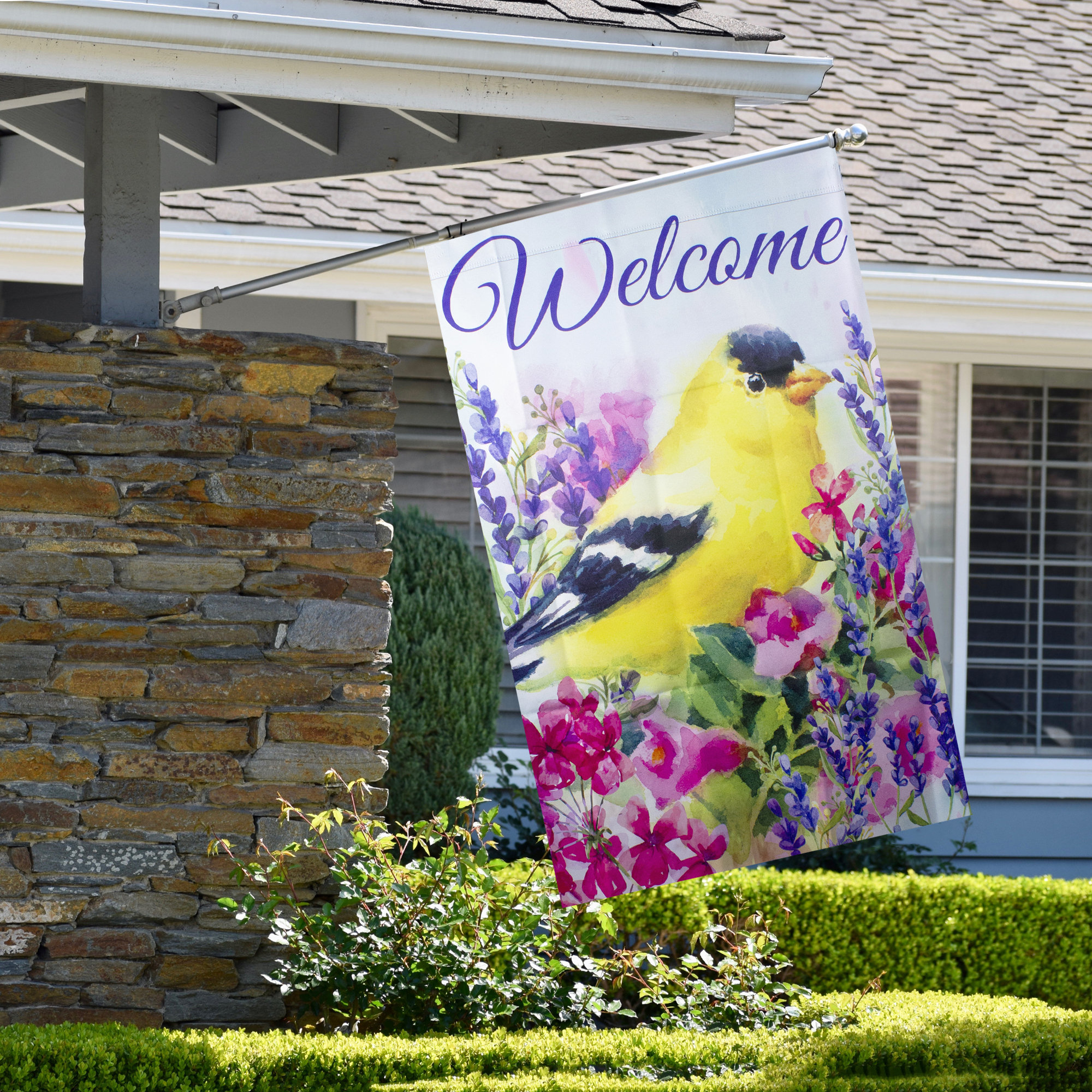 Northlight Seasonal Welcome Yellow Finch Spring Outdoor House Flag 28 ...