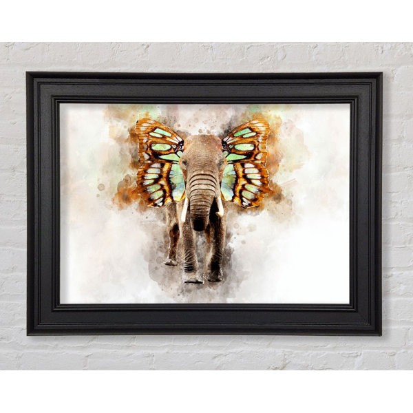 Latitude Vive Elephant Butterfly Ears - Single Picture Frame Print ...