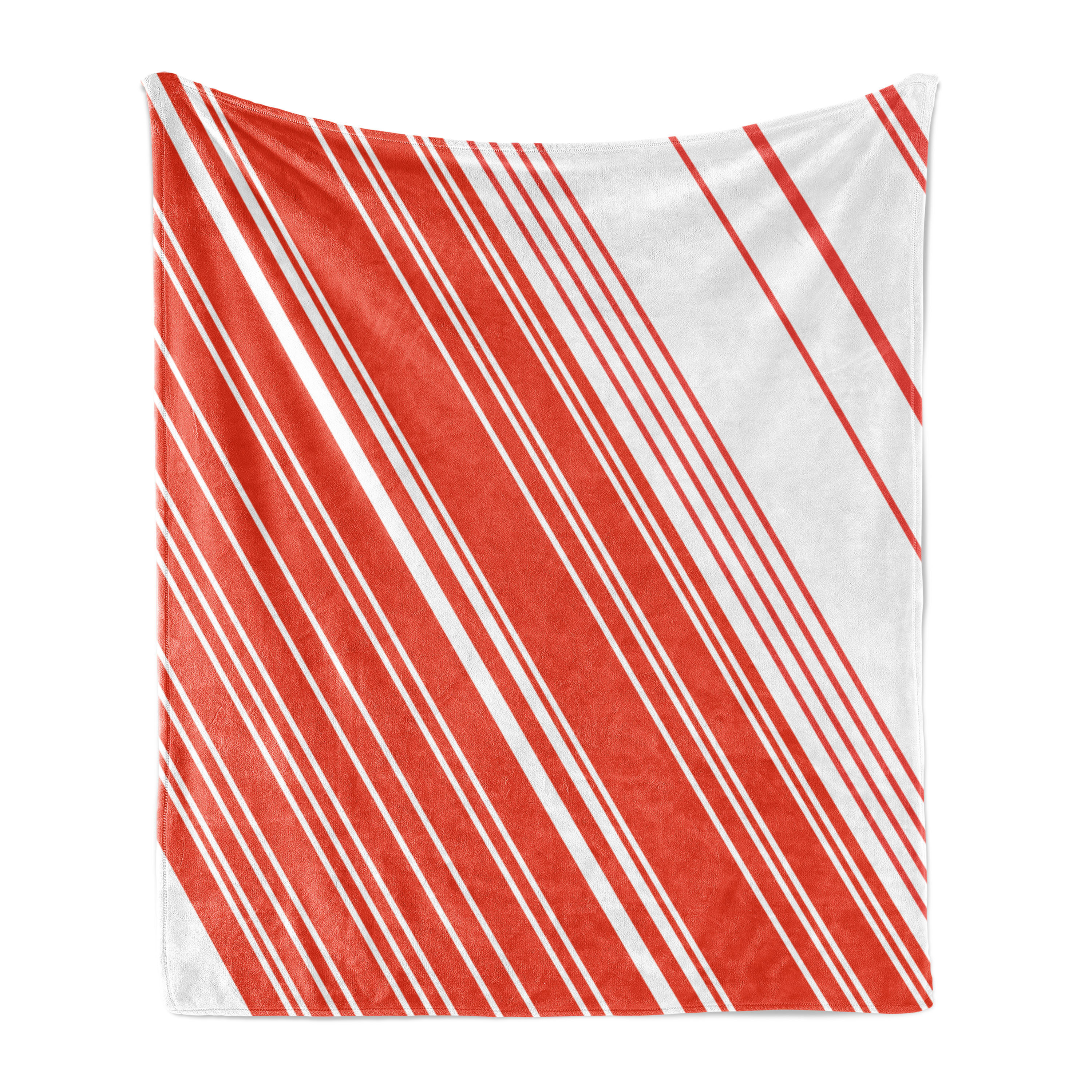 Ambesonne Candy Cane Fleece Throw Blanket Barcode Lines Design Red ...