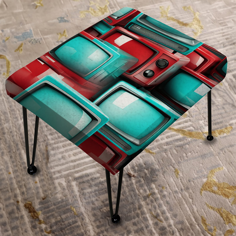 Design Art Red And Cyan Poupart Retro Tv Patterns - Abstract Rectangle ...