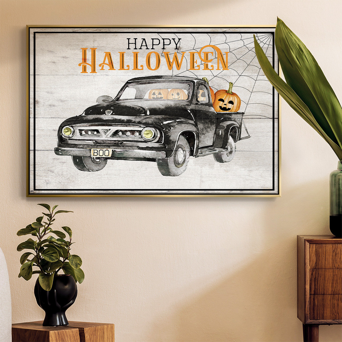 Wexford Home Happy Halloween - Floater Frame Print on Canvas | Wayfair