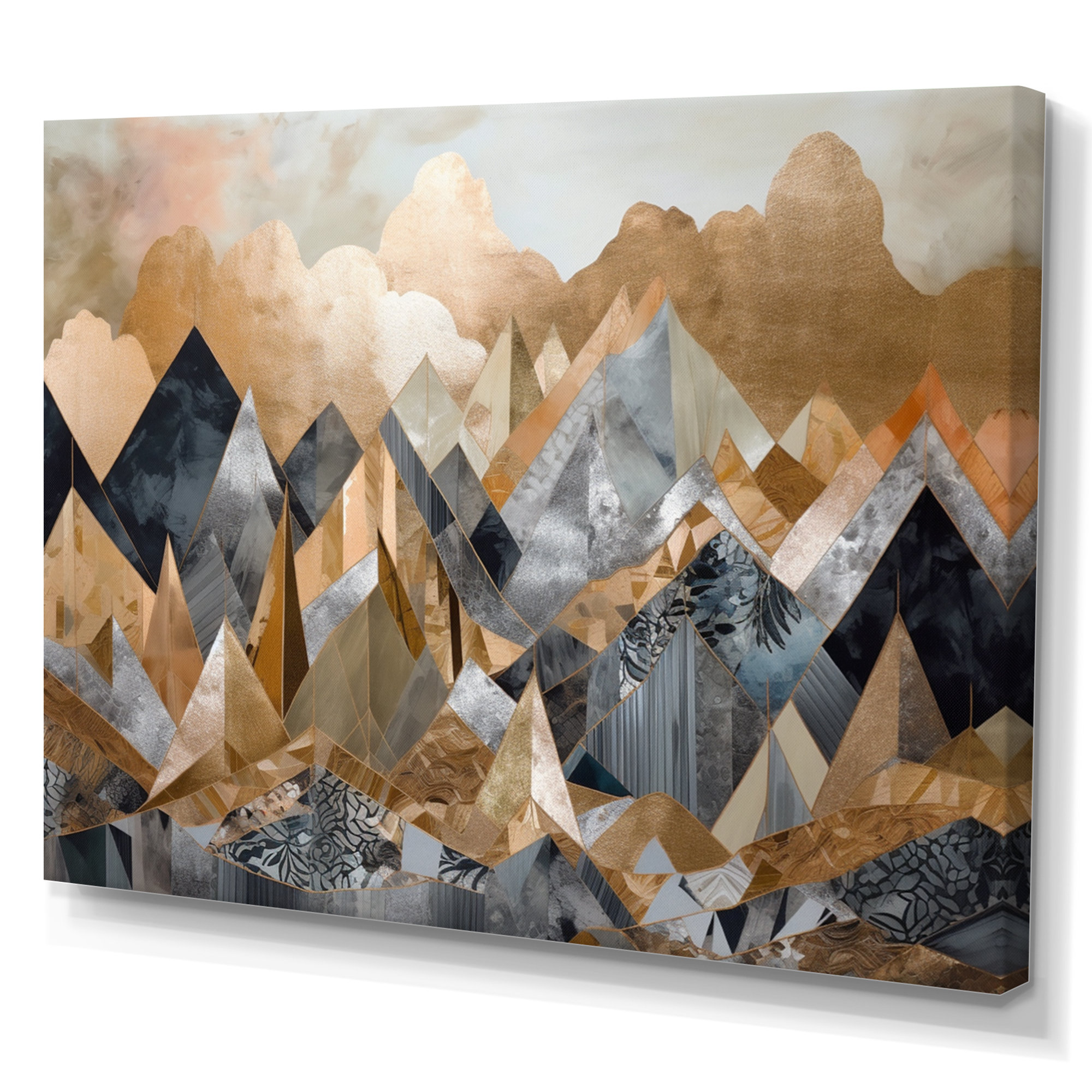 Millwood Pines Grey And Gold Geometric Horizons III Gray And Gold ...
