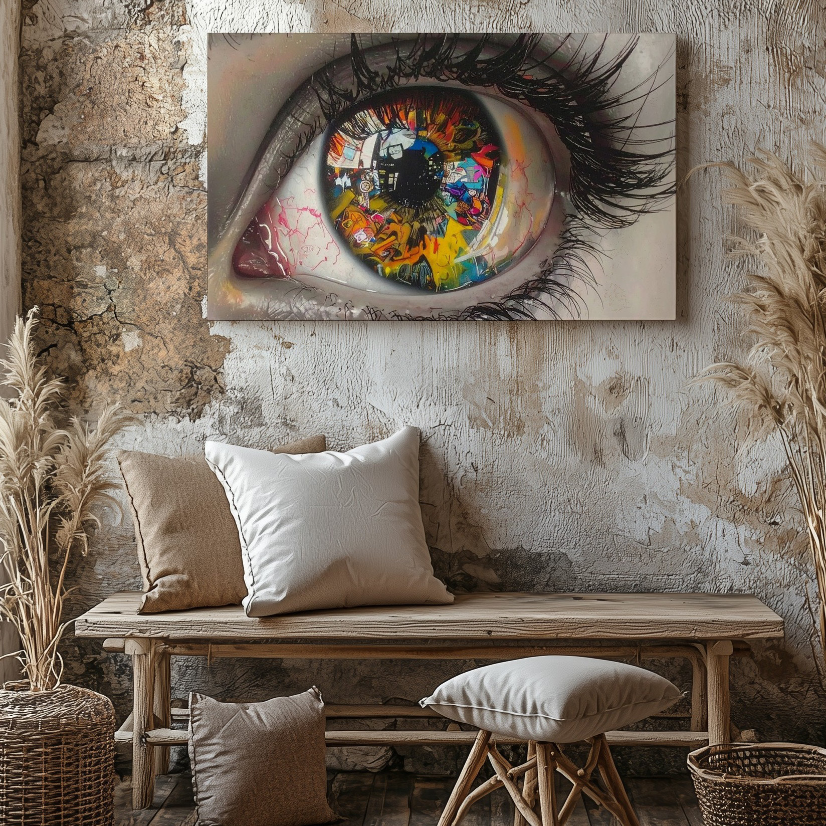 Ebern Designs «Graffiti Eye Canvashyperrealistic Portrait with Urban ...