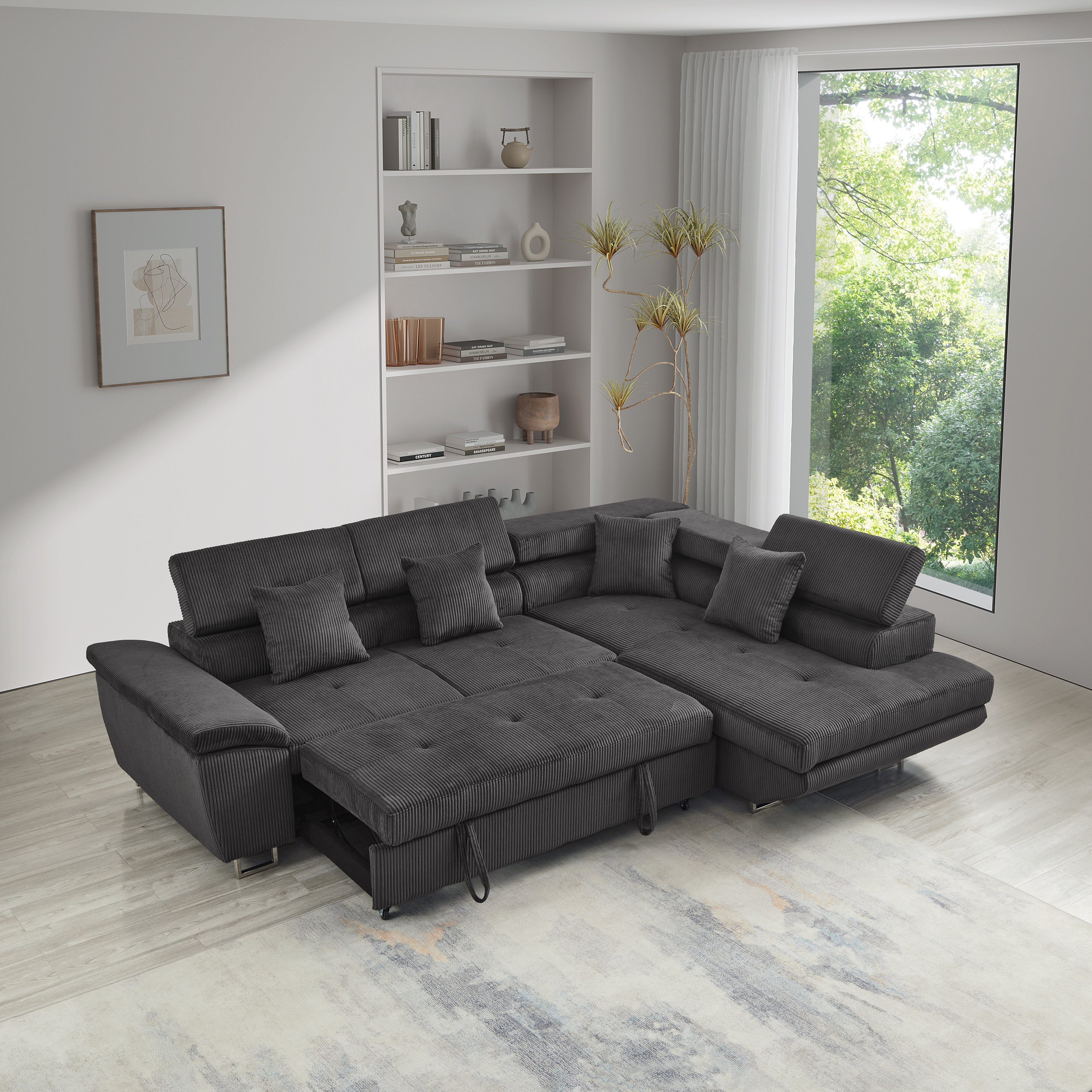 Ivy Bronx Gladon 105.8" Luxury Sleeper Sofa Bed with Pull Out Couch Bed ...