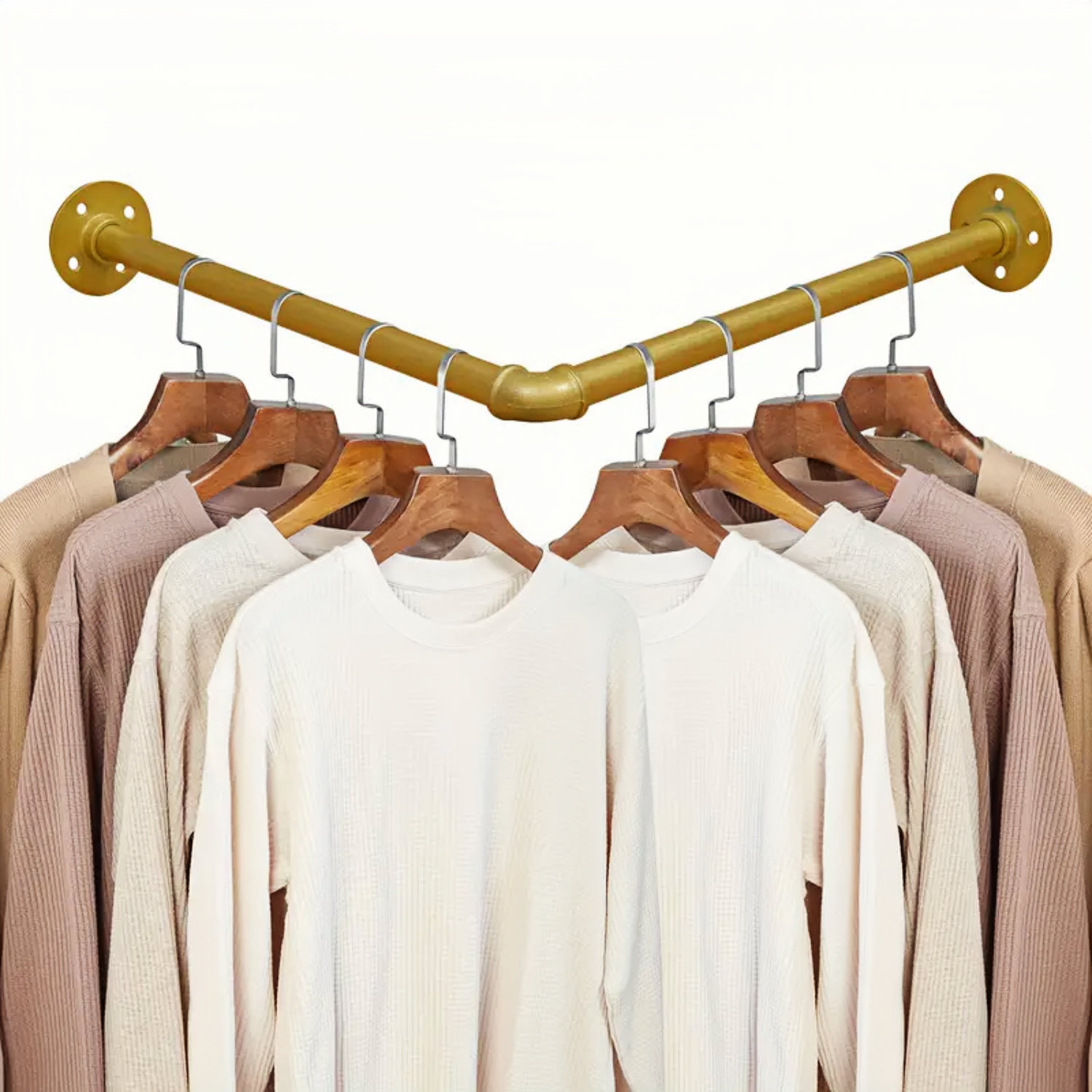 Mercer41 Industrial Pipe Garment Rack Iron Wall Mounted Right Angle ...