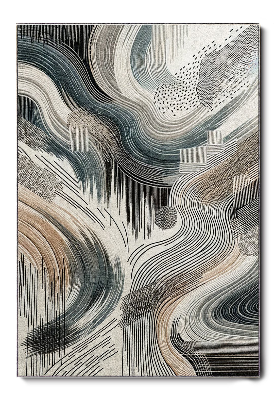 Rugpera Aresa Beige Abstract Digital Print High Quality Cotton Chenille ...