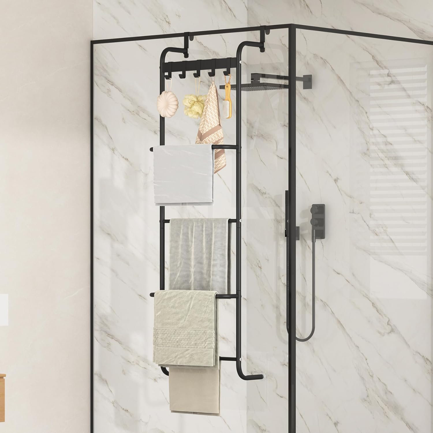 IMPIAR 5 Tier Over The Door Towel Racks For Bathroom Wet Towel Drying ...