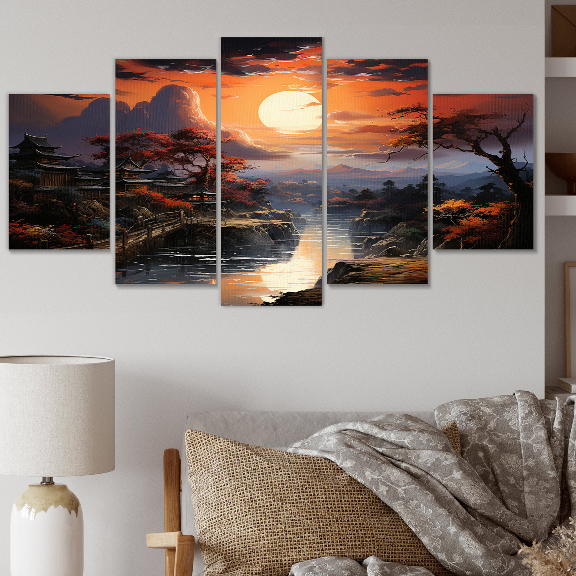 Design Art Asian Art Silk Dawn - Asian Art Metal Wall Art Set | Wayfair