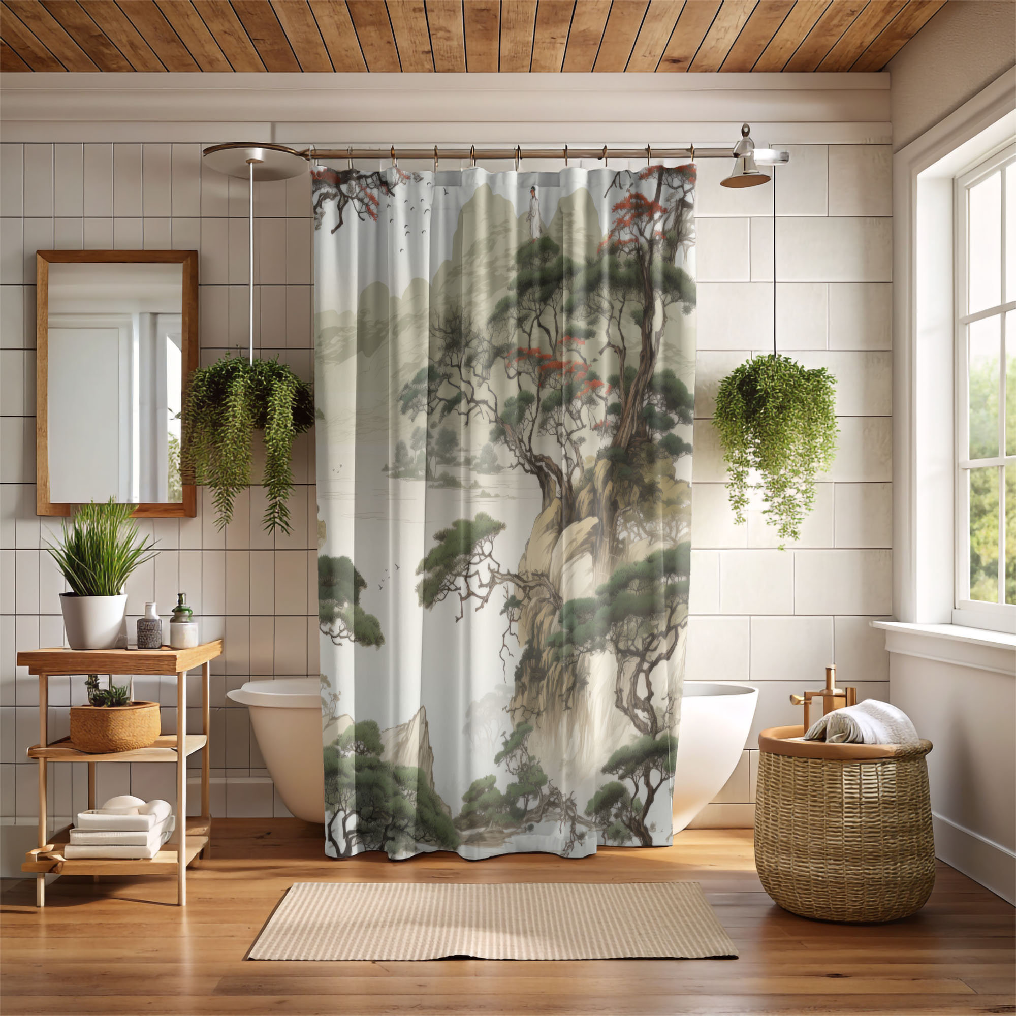 East Urban Home Ancient Backwoods - Premium Shower Curtain | Wayfair