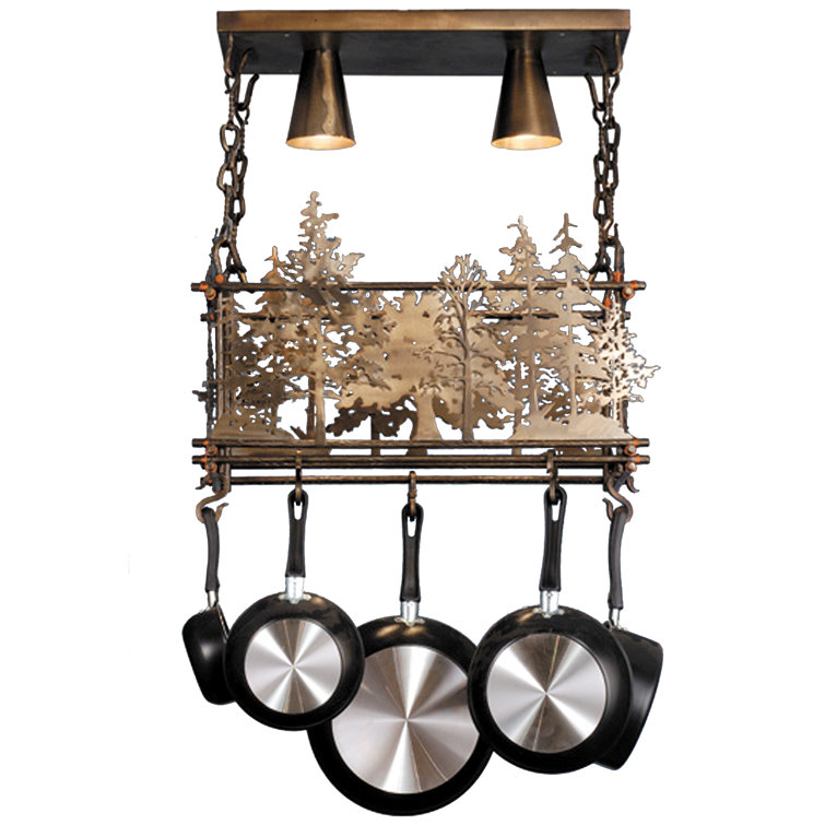 Meyda Lighting Rustic Lodge Metal Handcrafted Rectangle Hanging Pot ...