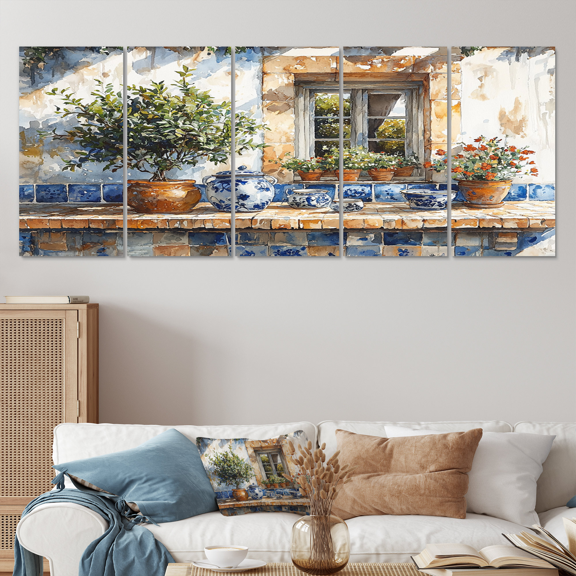 August Grove® Blue And Green Kitchen Greek Kitchen - Kitchen Wall Art ...