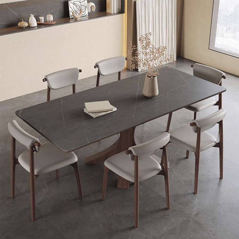 Greyleigh Modern Matte Rock-Plate Dining Table Chair Set Rectangular ...