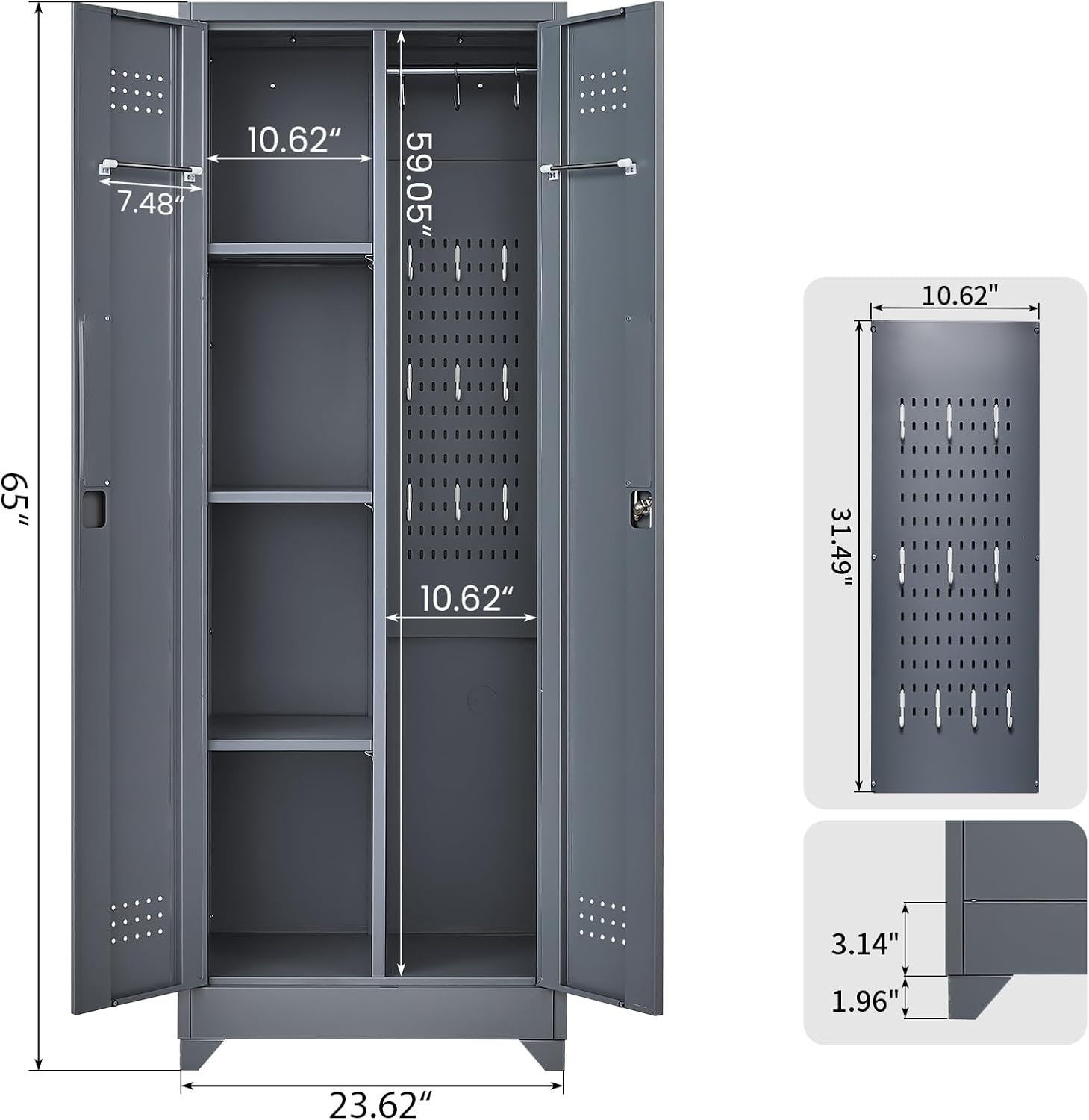 WFX Utility™ 65"h Broom Closet Storage Cabinet, Utility Closet For ...