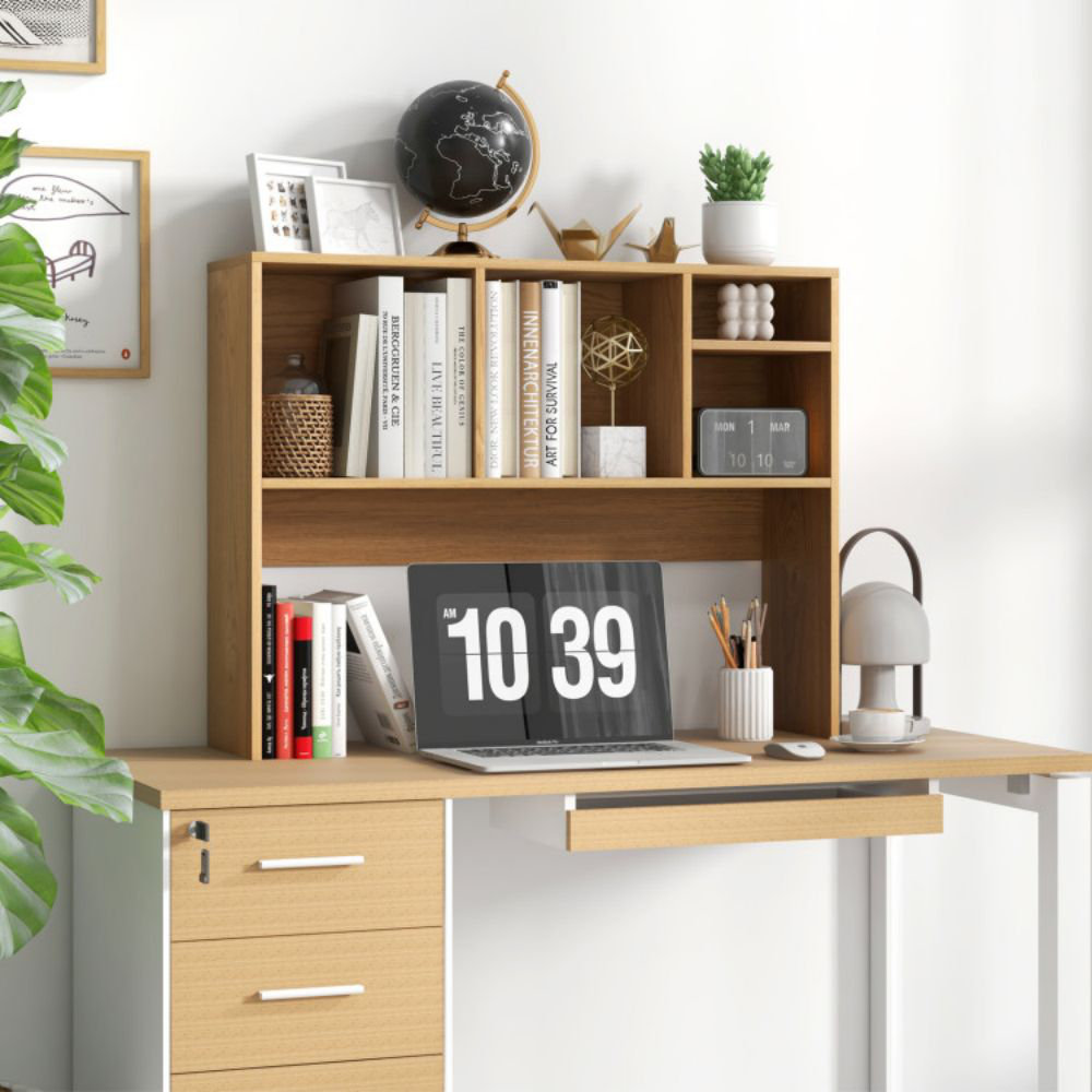 Ebern Designs Computer Desktop Bookcase With 4 Cubbies And Open Back ...