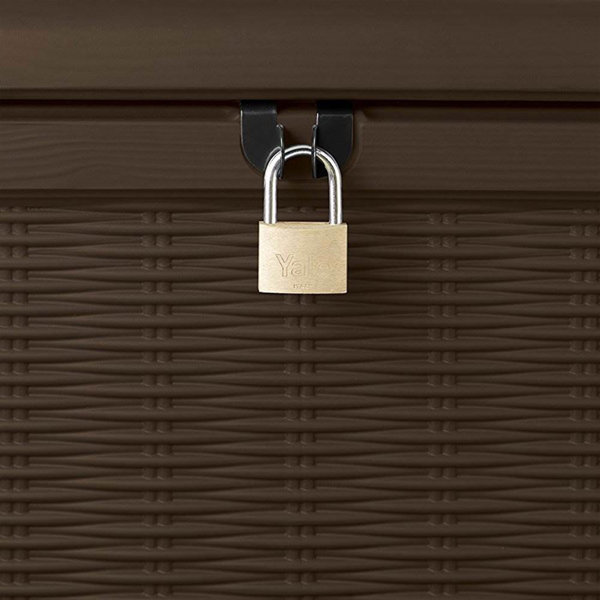 Keter Borneo 110 Gallon Rattan Wicker Resin Patio Deck Storage Box ...