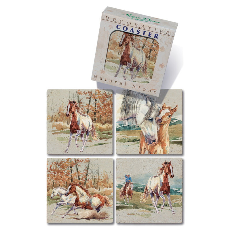 Lissom Design 4 Piece Wild Mustang Coaster Set | Wayfair