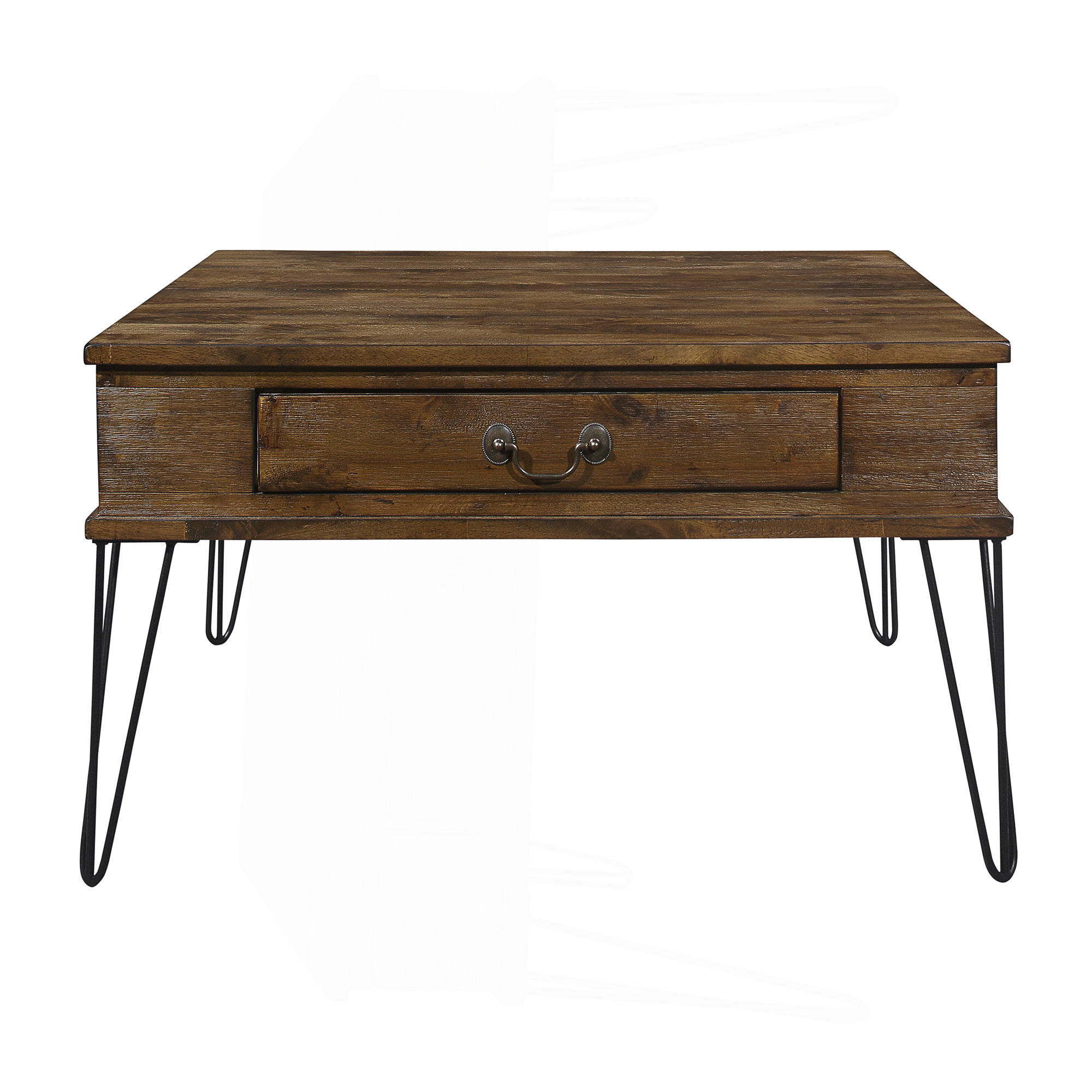 17 Stories Rustic Oak And Black Finish Classic Square Cocktail Table ...