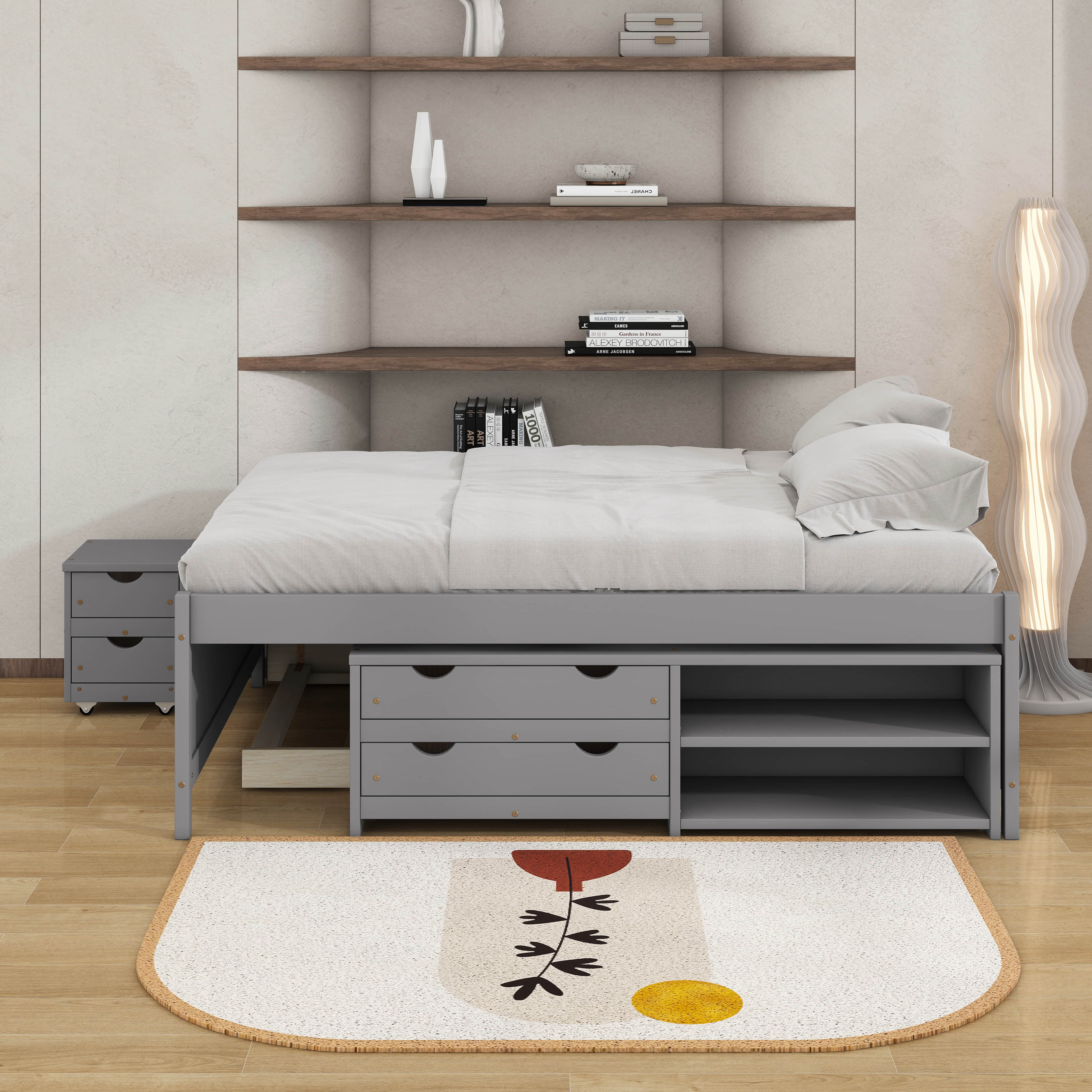 Lark Manor Versatile Full Bed With Trundle,Under Bed Storage Box And ...
