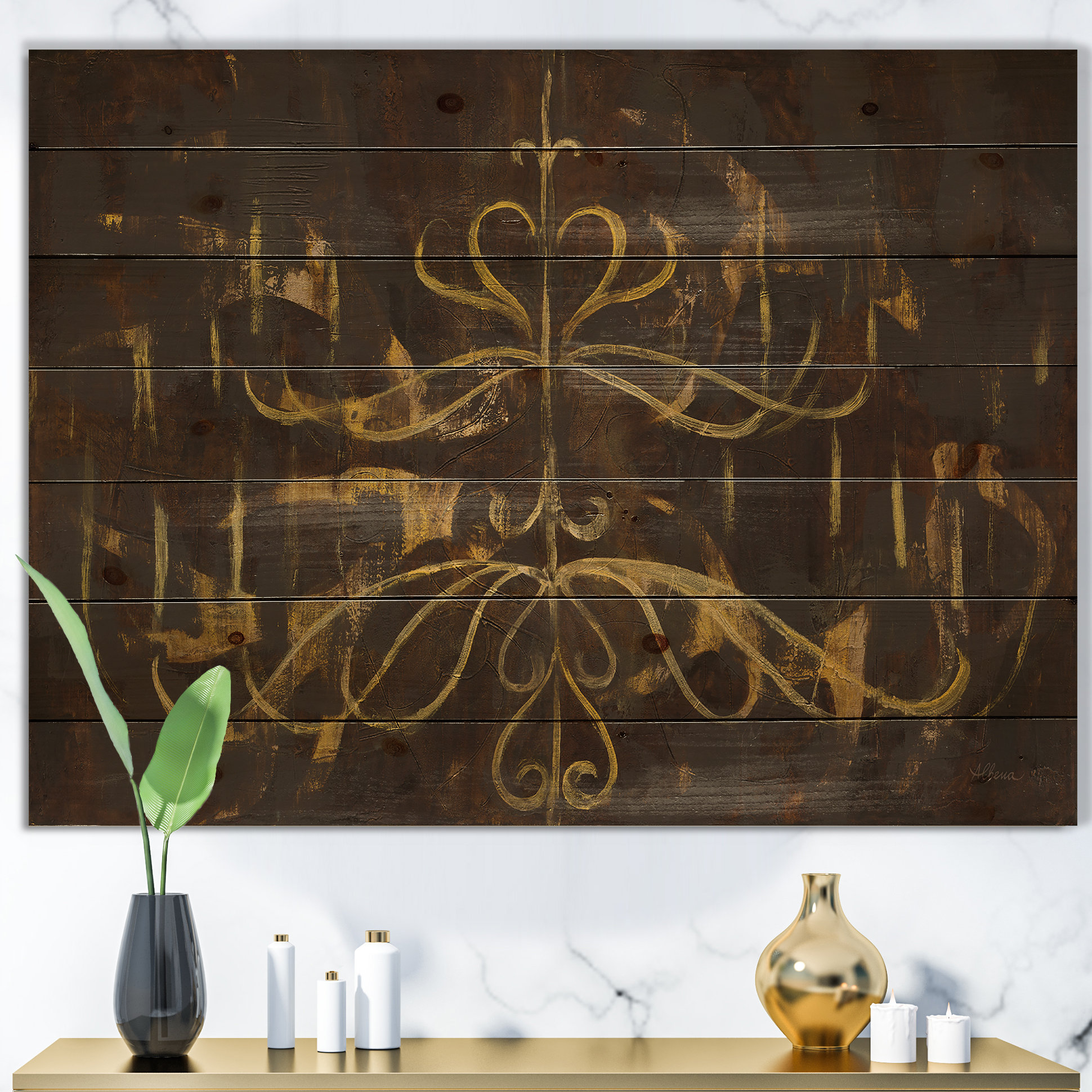East Urban Home Glam Gold Chandelier - Modern Glam Print on Natural ...