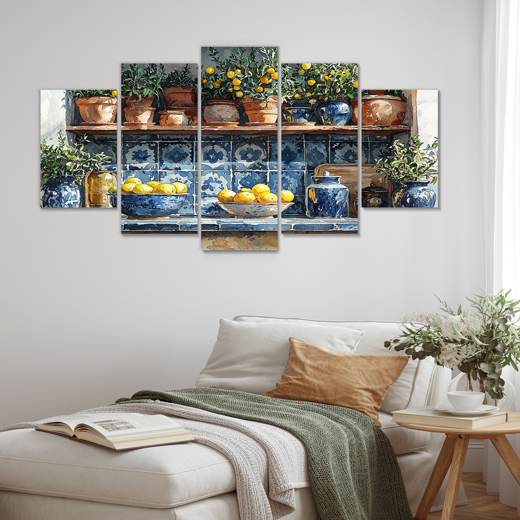 August Grove® Blue And Yellow Kitchen Greek Kitchen - Kitchen Canvas ...