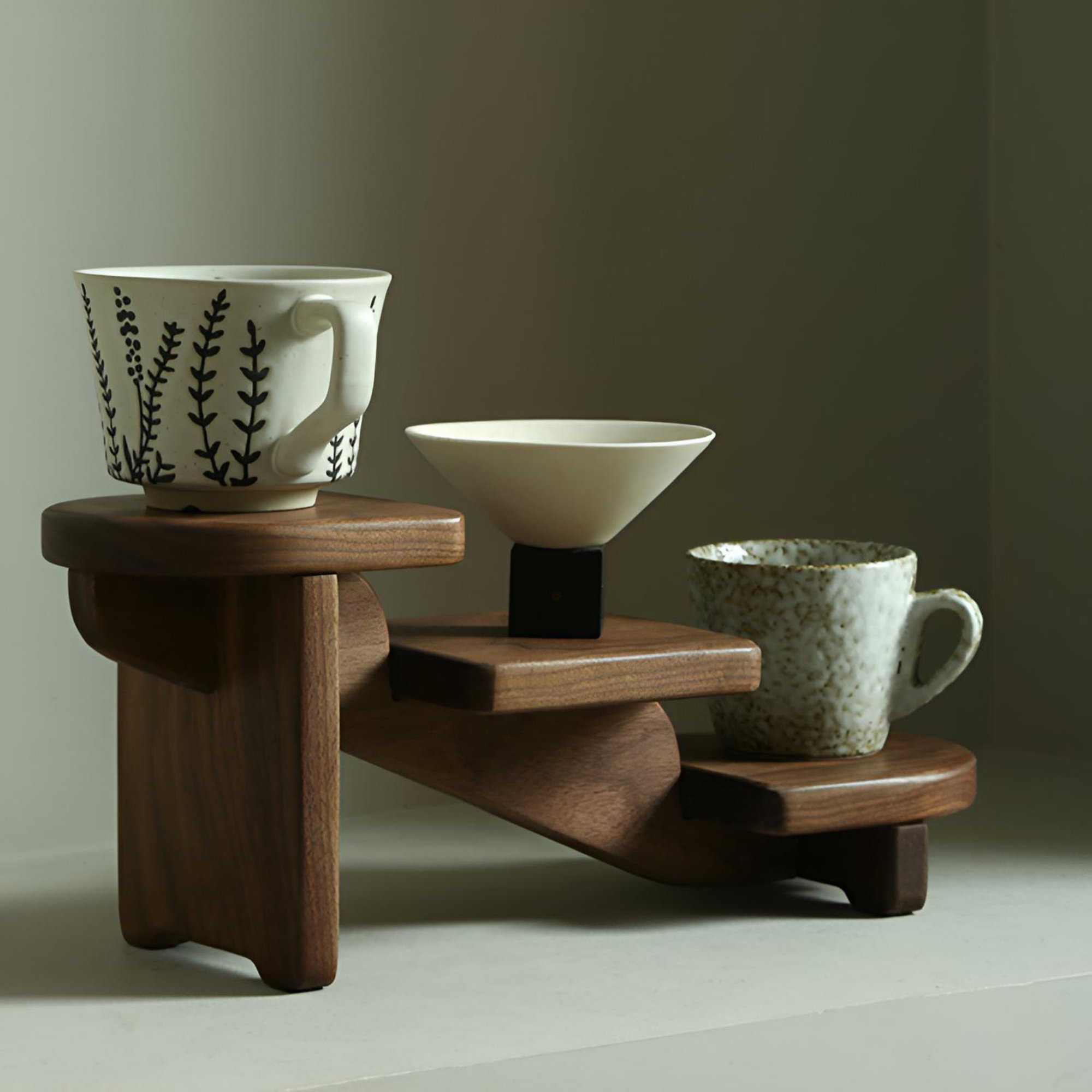 Loon Peak® Walnut Storage Cup Holder - Warm Wood Grain, Elegant ...