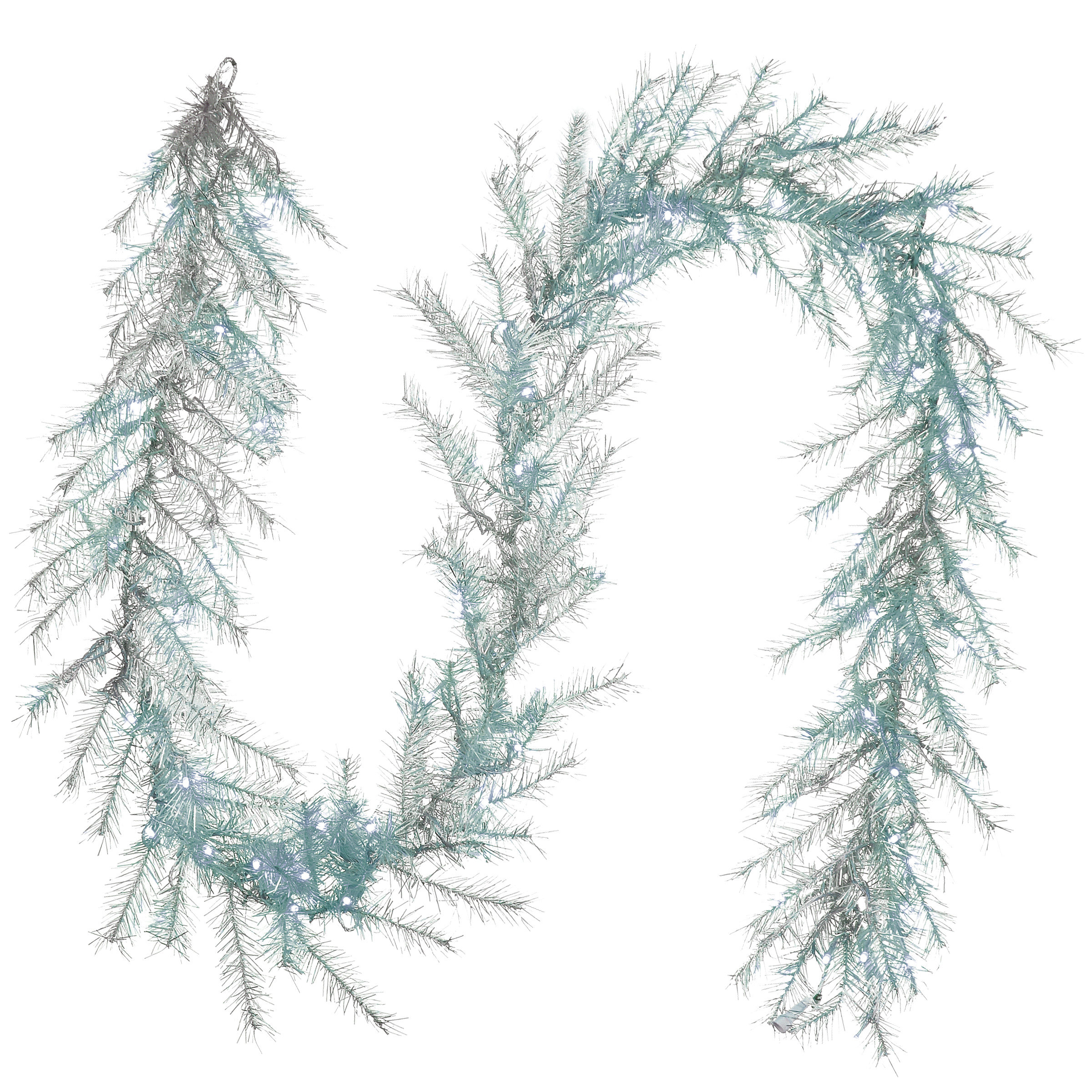 The Holiday Aisle® 9 ft. Pre-Lit Crystal Silver Metallic Garland | Wayfair