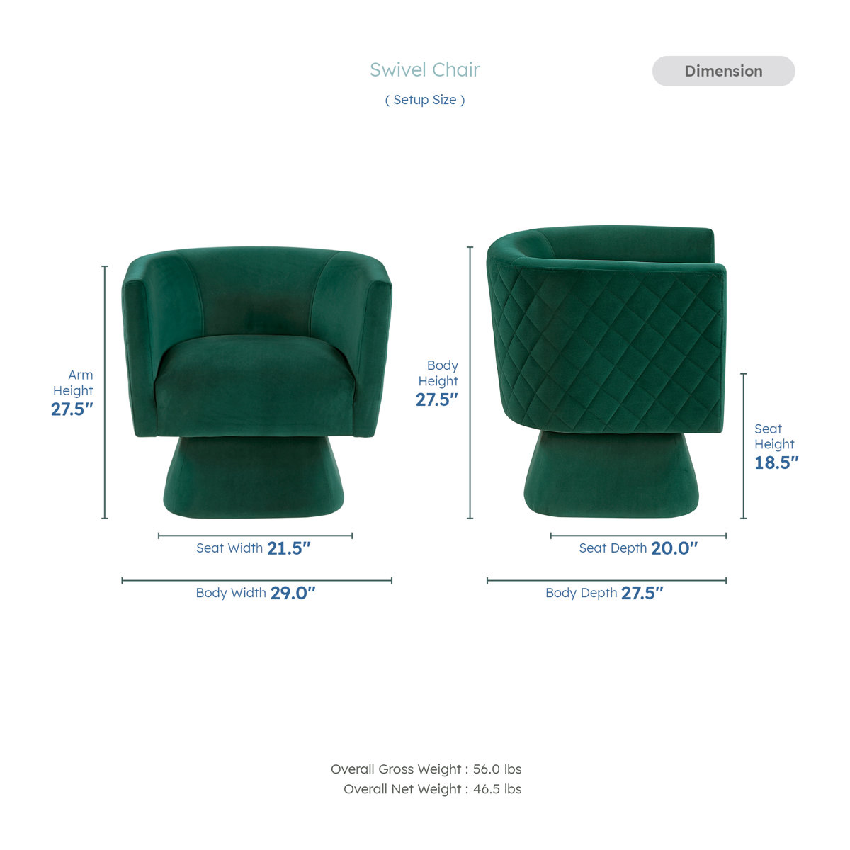 Mercer41 Earl 29" Modern Velvet Swivel Accent Chair – 360° Rotating ...