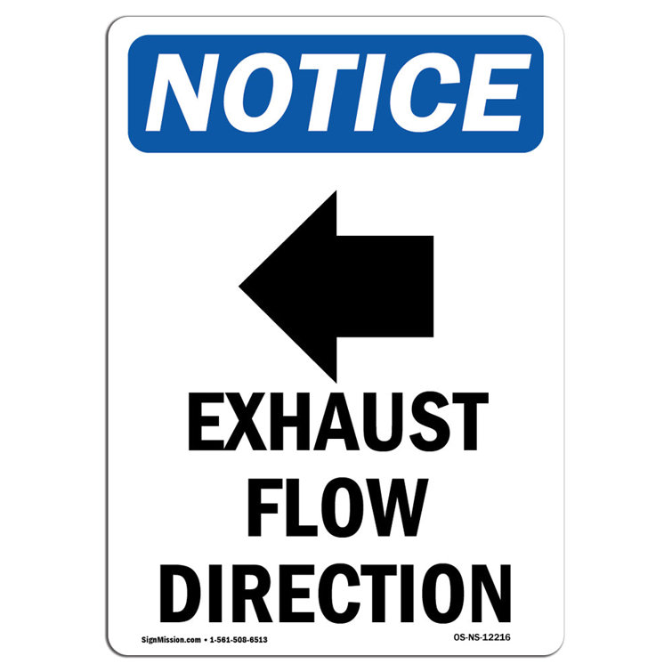 SignMission OSHA Notice - Exhaust Flow Direction Sign With Symbol ...