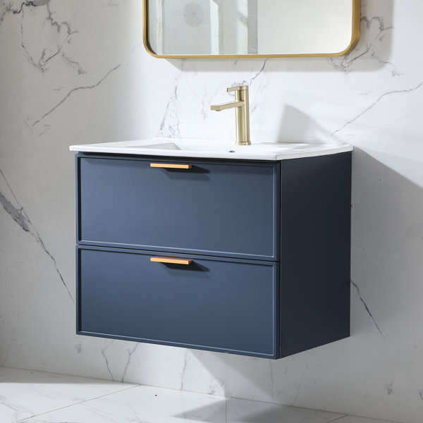 Ebern Designs Suheyb 30" Modern Blue Wall Mounted Single Bathroom ...