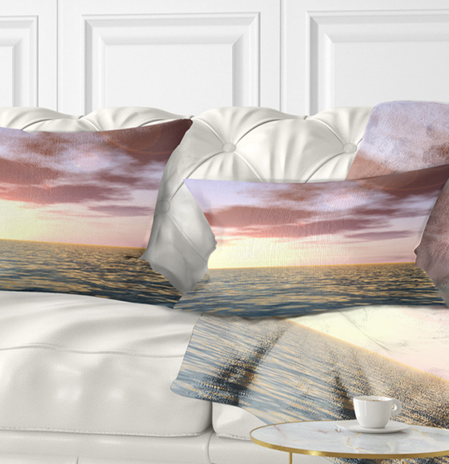 Design Art Purple Tinged Atlantic Seashore - Sea & Shore Printed Throw Pillow | Wayfair