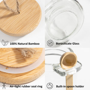 Design Inn 12 Airtight Glass Spice Jars with Bamboo Lids 8oz Spice ...
