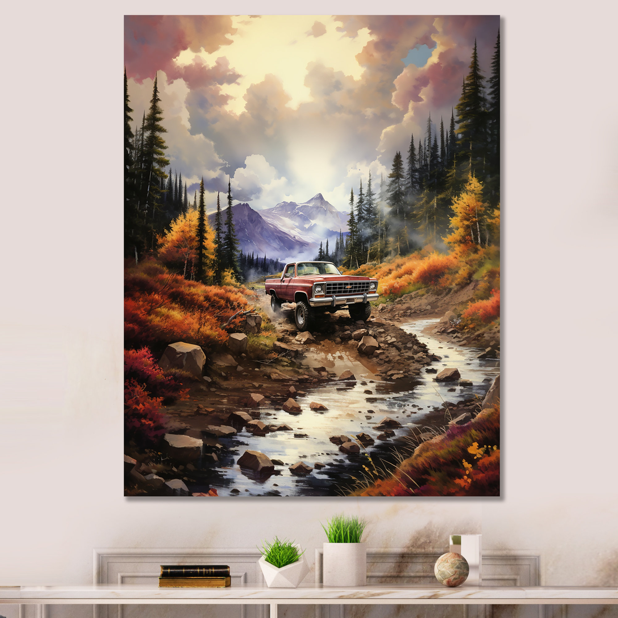 Millwood Pines Artane Brown Pickup Truck Mountain Majesty III - Print ...