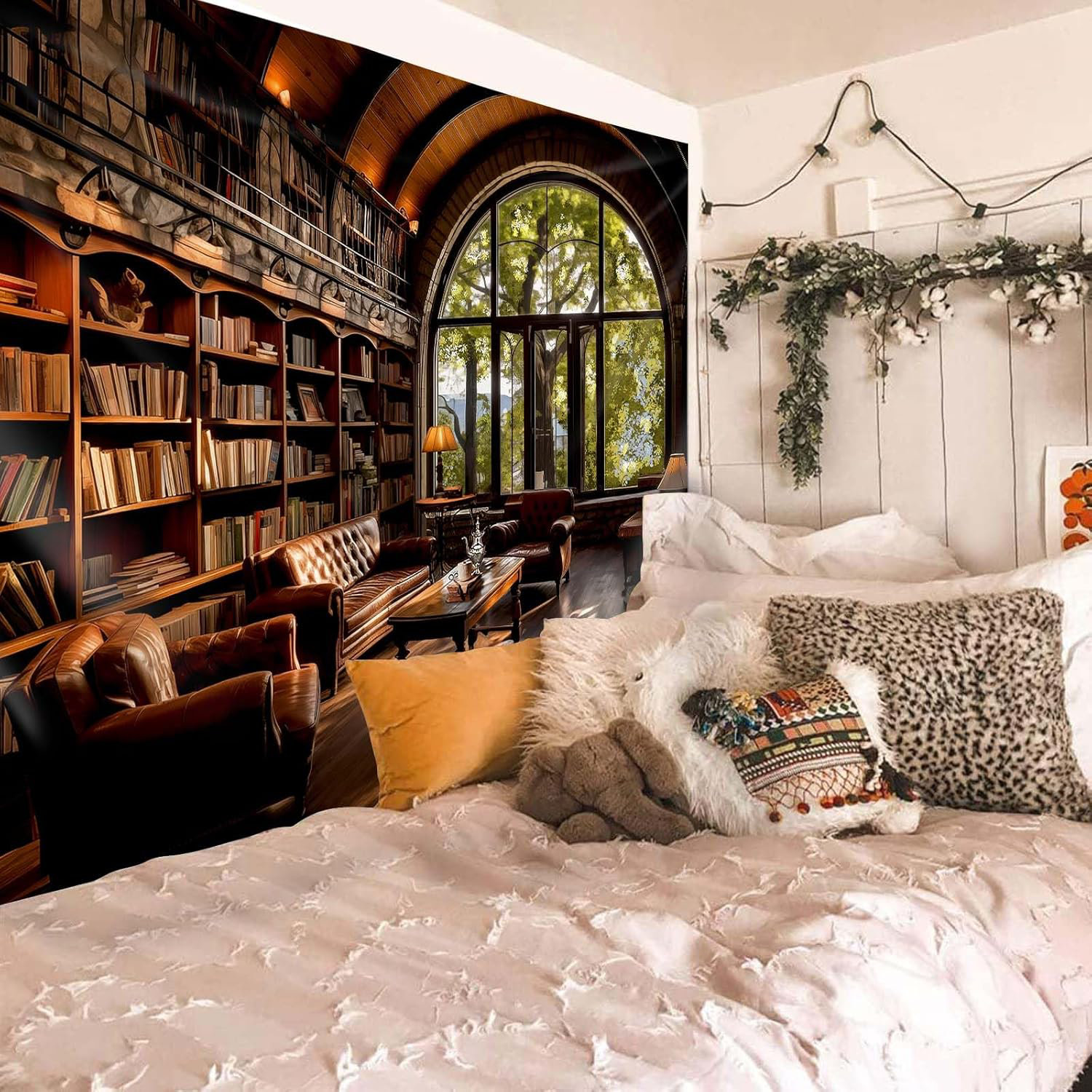 Lark Manor Book Library Tapestry Wall Hanging Medieval Bookshelf ...