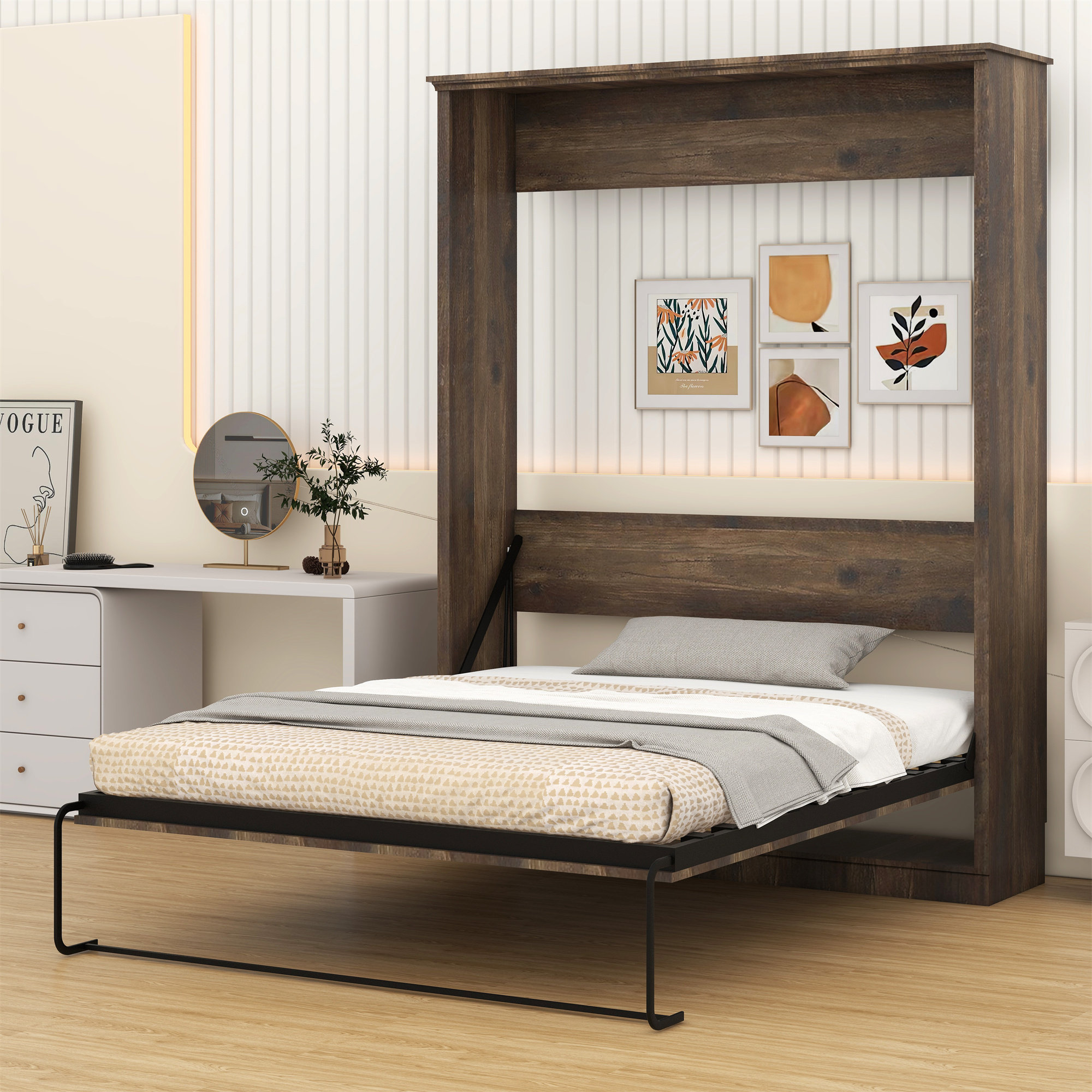 Hokku Designs Half Self-Close And Open Murphy Bed Cabinet | Wayfair