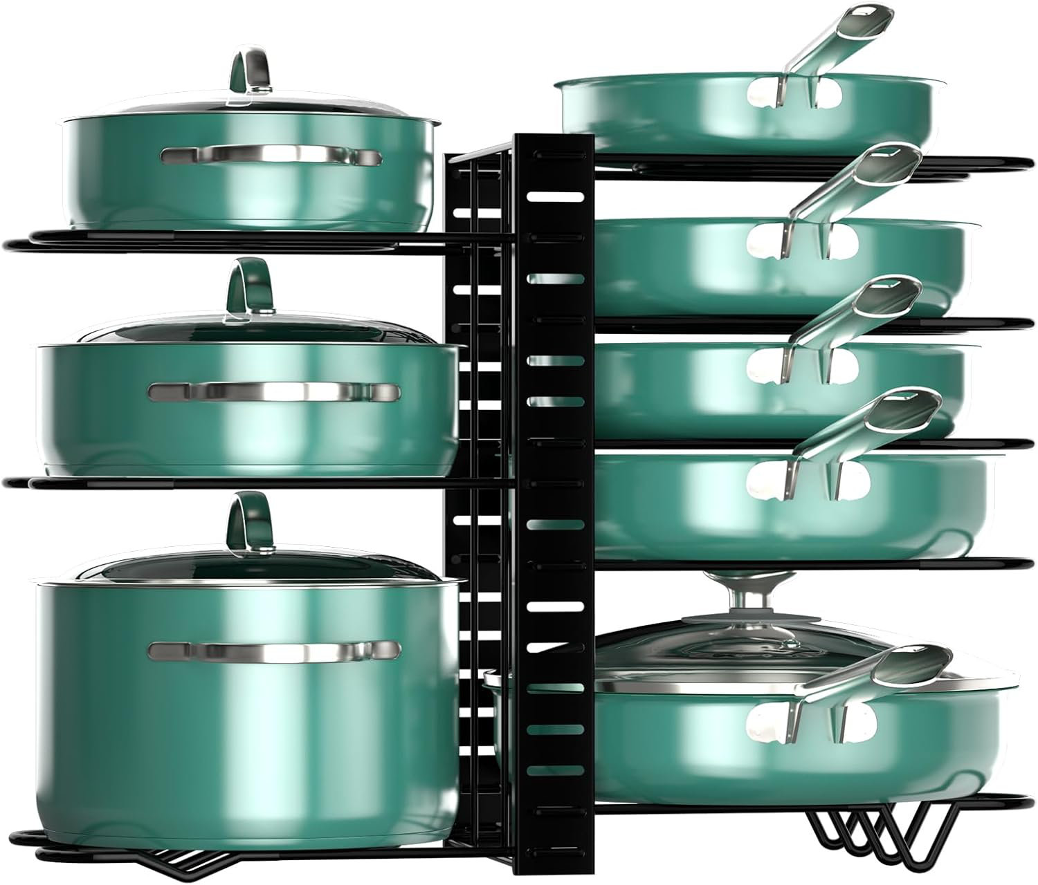 Prep & Savour Pot And Pan Organizer For Under Cabinet Adjustable 8-Tier ...