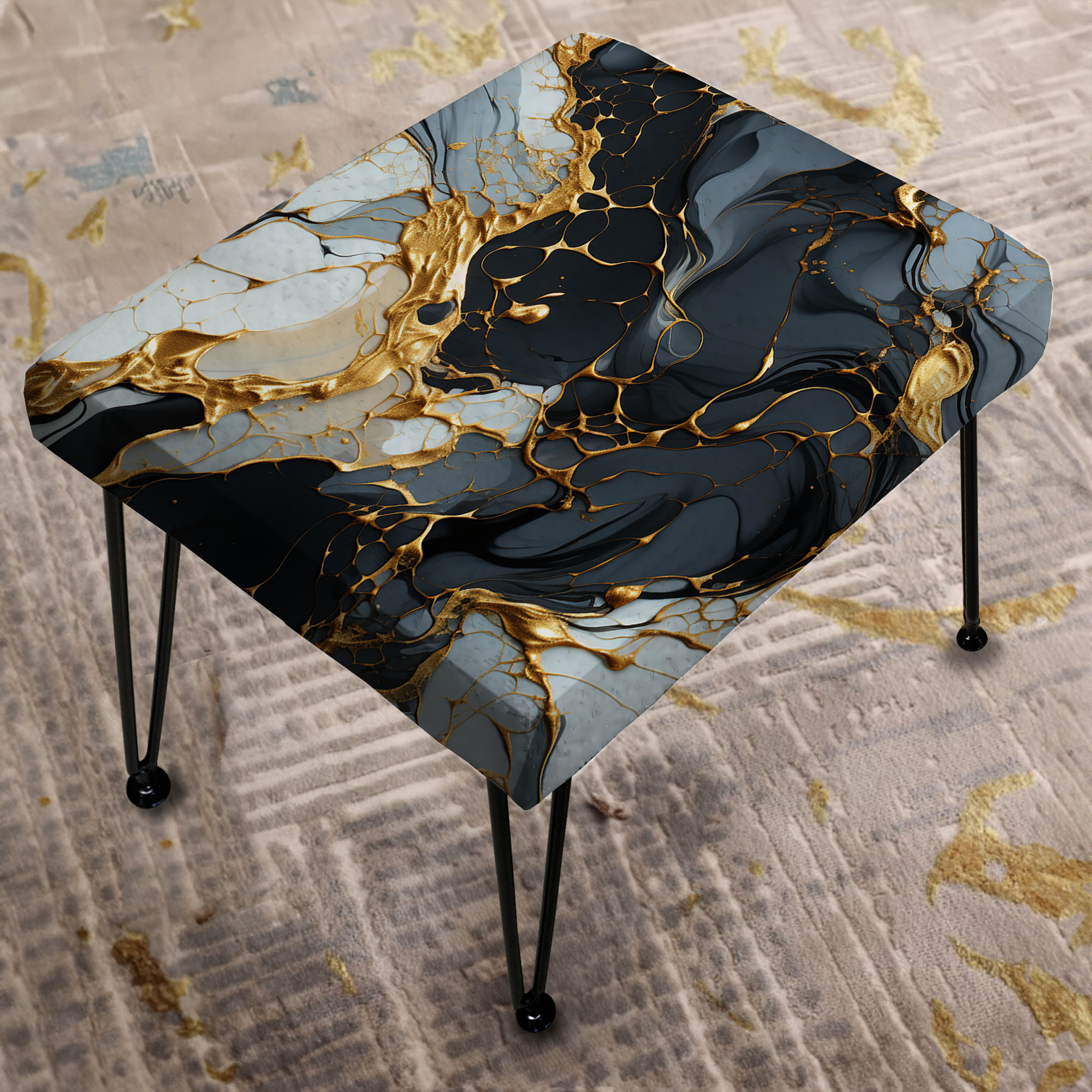Design Art Gilded Gold And Black Luxe Marble Splendor - Marble ...