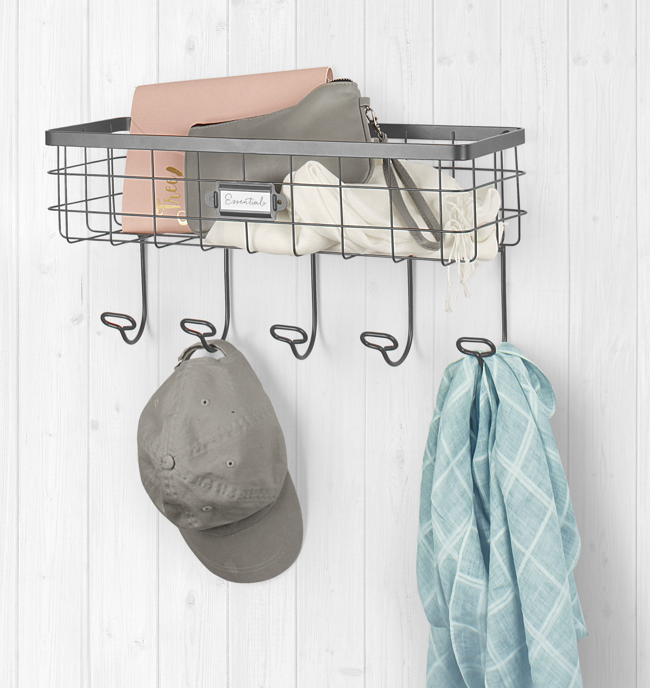 Rebrilliant Hanson Vintage Wire Wall Storage Organizer With Wall Basket ...