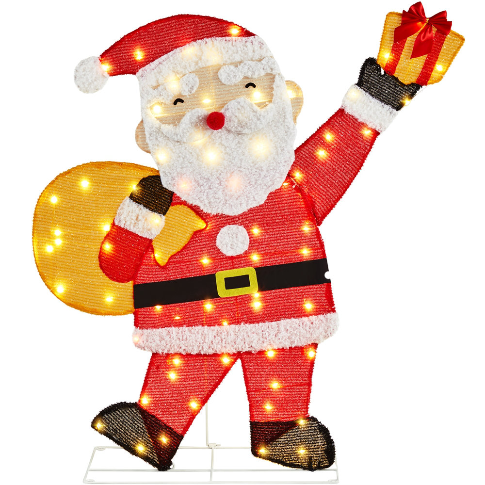 The Holiday Aisle® 2D Pre-lit Christmas Santa Claus Decor with Warm ...