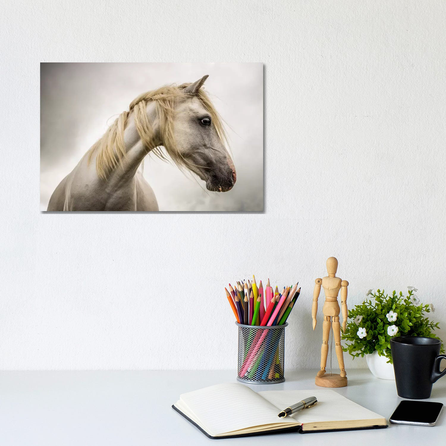 Natur Pur White Horse by Mark Gemmell - Wrapped Canvas Photograph ...