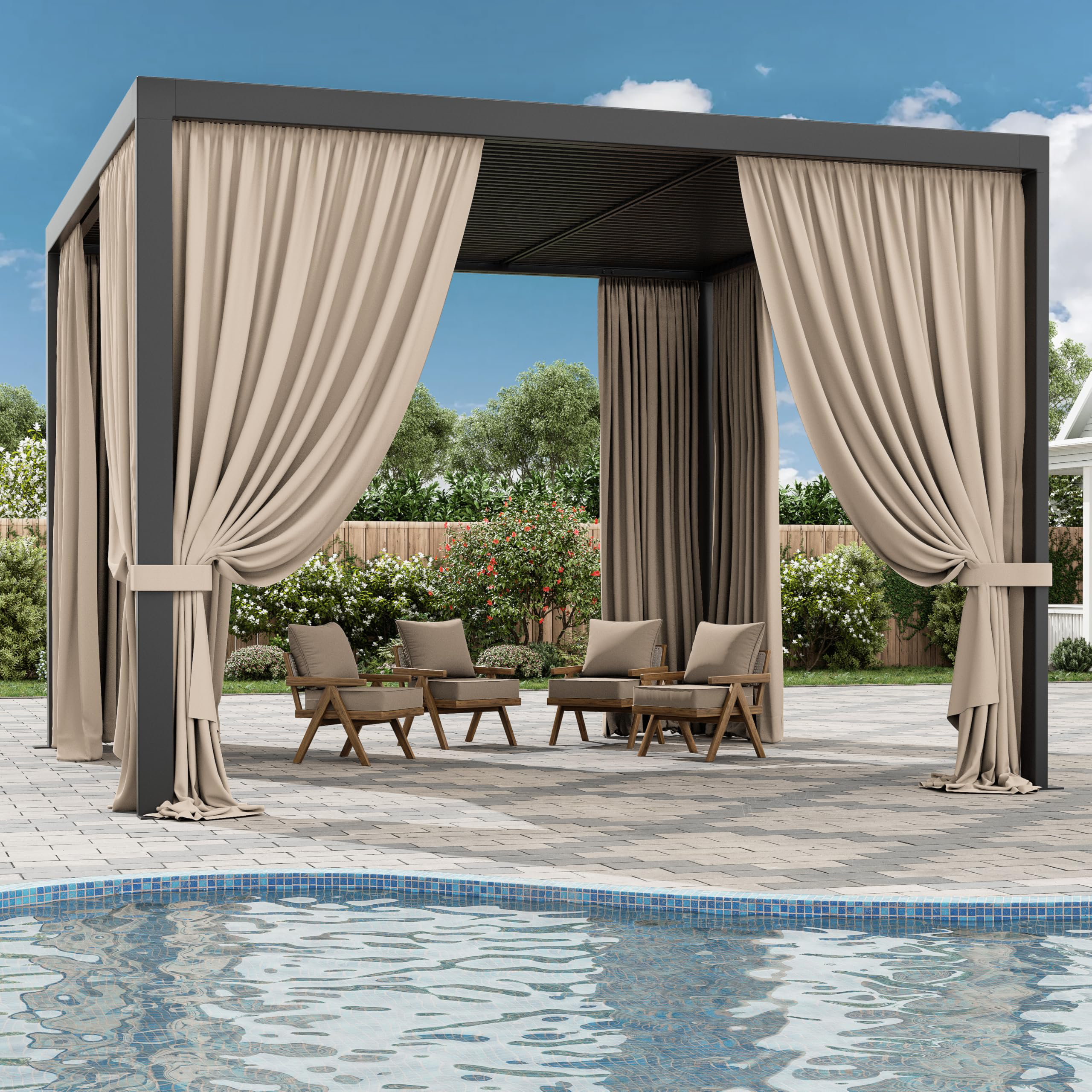 Equal Fitness Outdoor Gazebo Curtains Polyester Side Wall For Gazebo, 4 ...