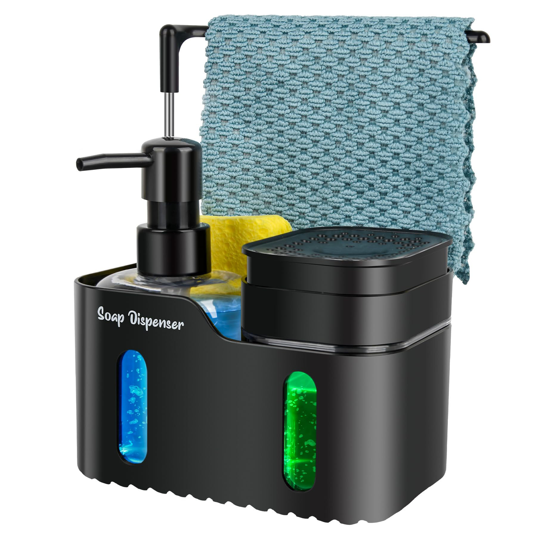 Latitude Run® Dual Soap Dispenser With Sponge Holder And Dishcloth ...