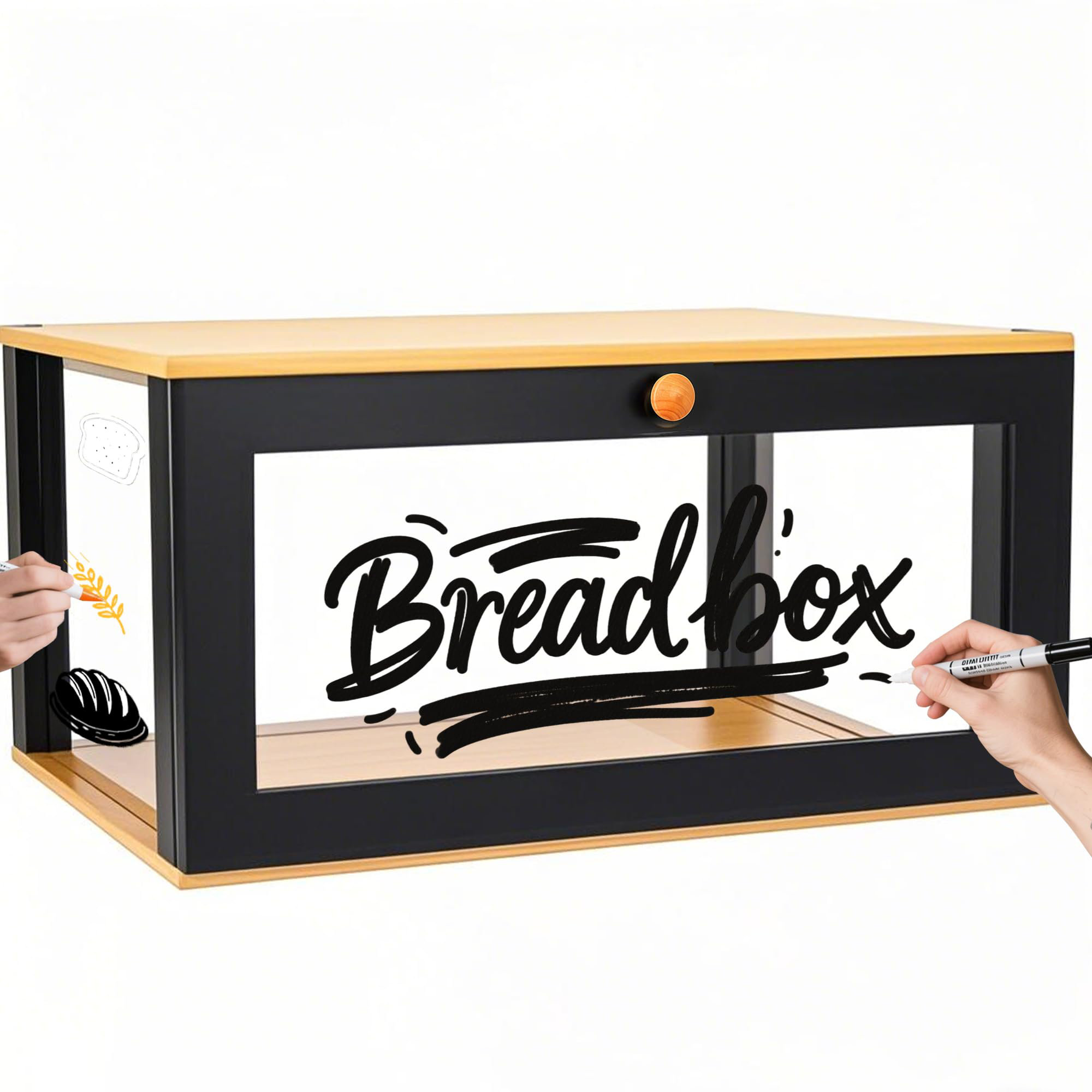 Hokku Designs Black Bread Box For Kitchen Countertop - Bread Storage ...