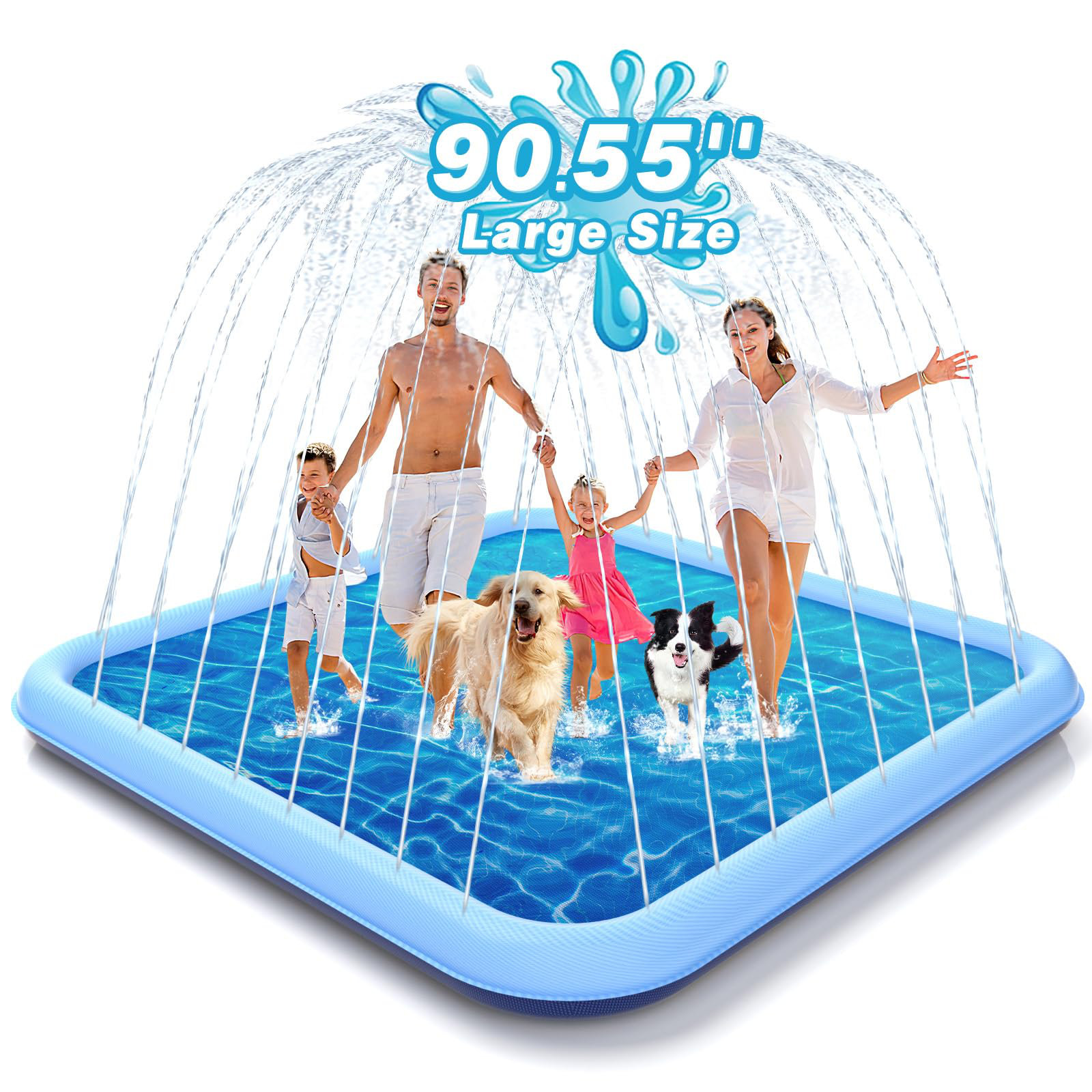 POGBUT 90.5" Extra Large Sprinkler Play Mat, Fun Backyard Fountain Play ...