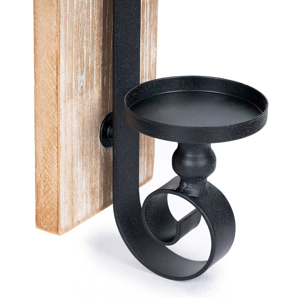 August Grove® Wall Sconce Candle Holder (Set Of 2) Black Wall-Mount ...
