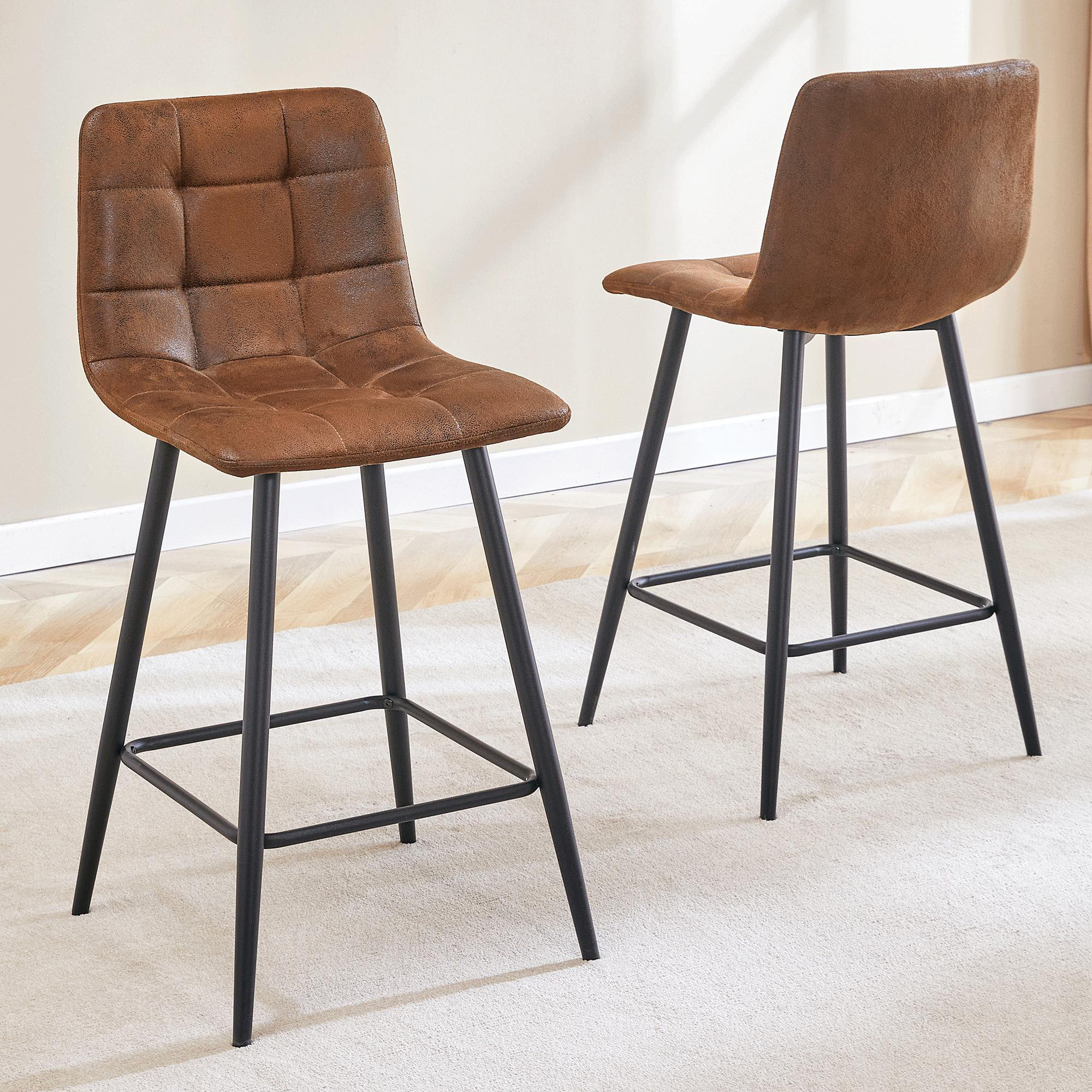 Latitude Run® Brown Techno-Fabric Bar Chair Set - Two Pieces, Stable ...