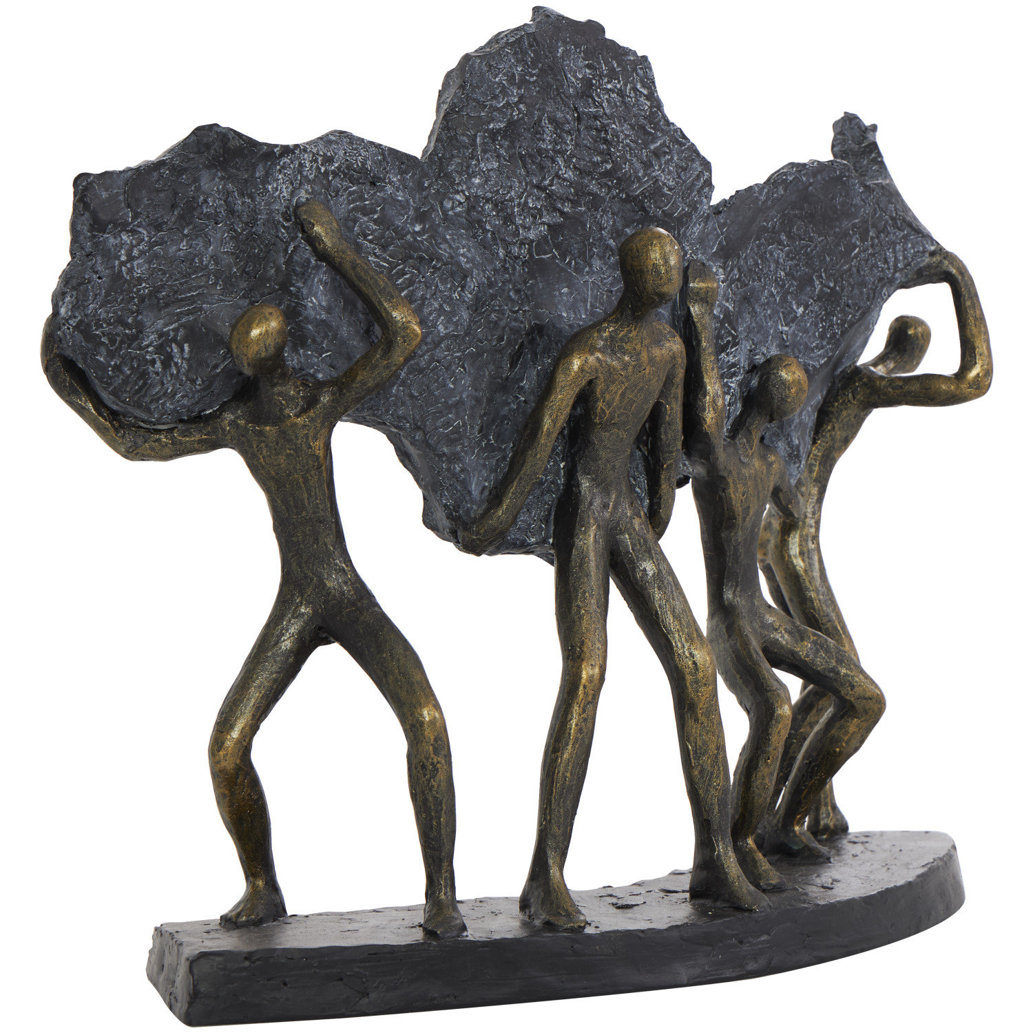 17 Stories Polystone Carrying Stone People Decorative Bronze Sculpture ...