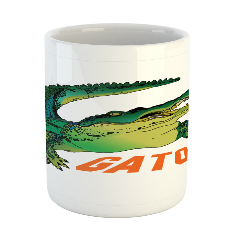 Bless international Ambesonne Reptile Mug, Grumpy Alligator Has A Word ...