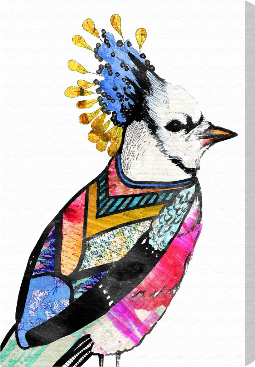 Oliver Gal Prints Expensive Bird Blanc - Wrapped Canvas Painting | Wayfair