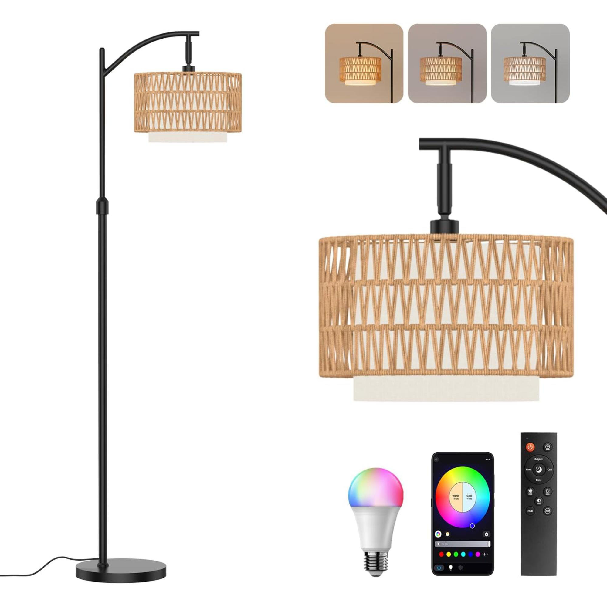 Bay Isle Home™ Boho Floor Lamp - Arched Floor Lamps For Living Room ...